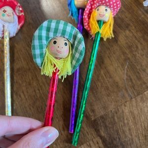 Office | New Vintage Bundle Of 4 Wooden Character Pencils | Poshmark